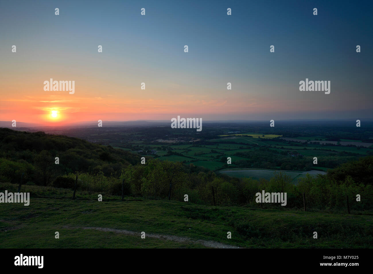 Sunset from the Ditchling Beacon, South Downs National Park, Sussex ...