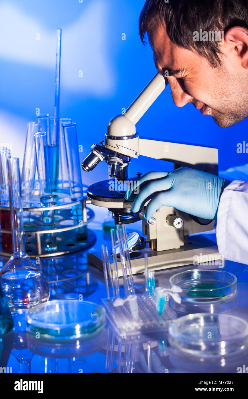 Doctor doing research using microscope hi-res stock photography and ...