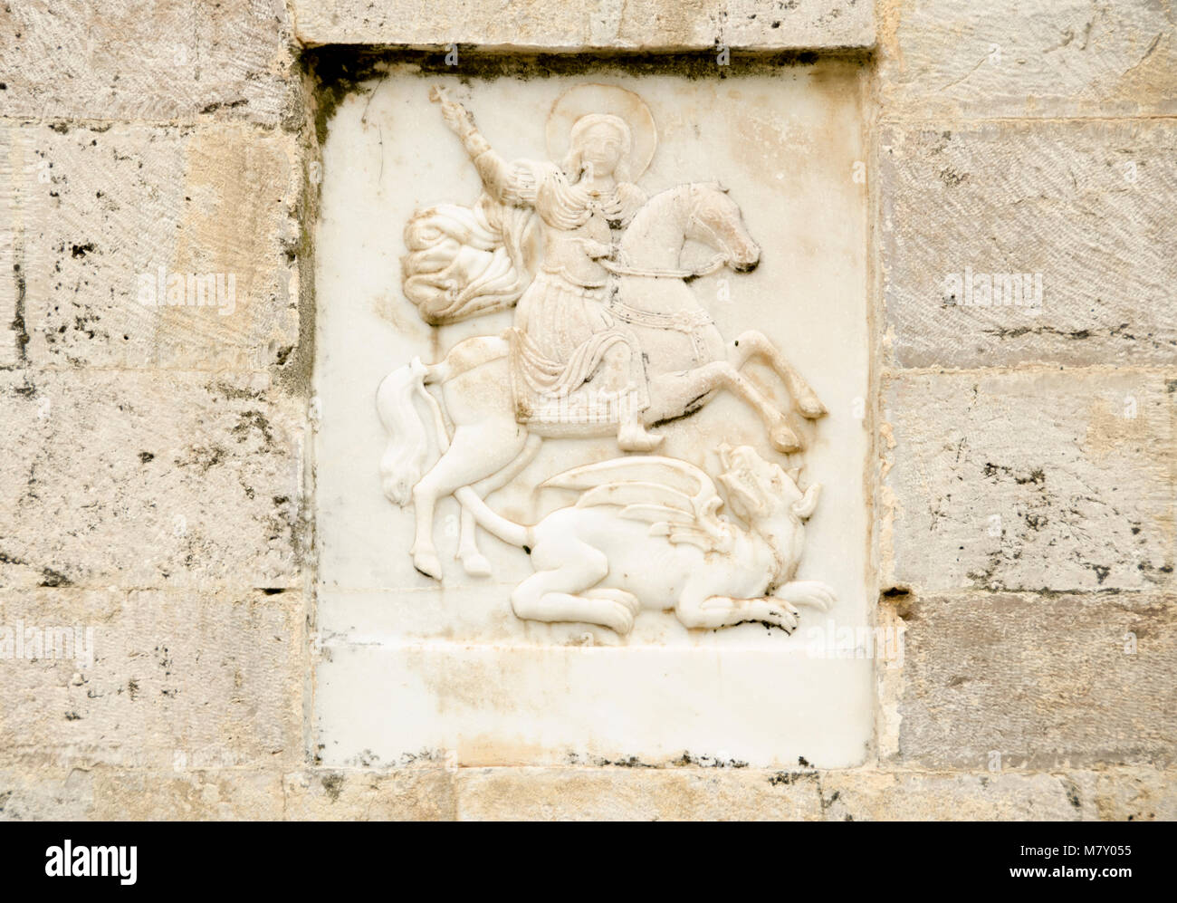 St. George the Victorious on marble sclulpture, Stemnitsa village ...