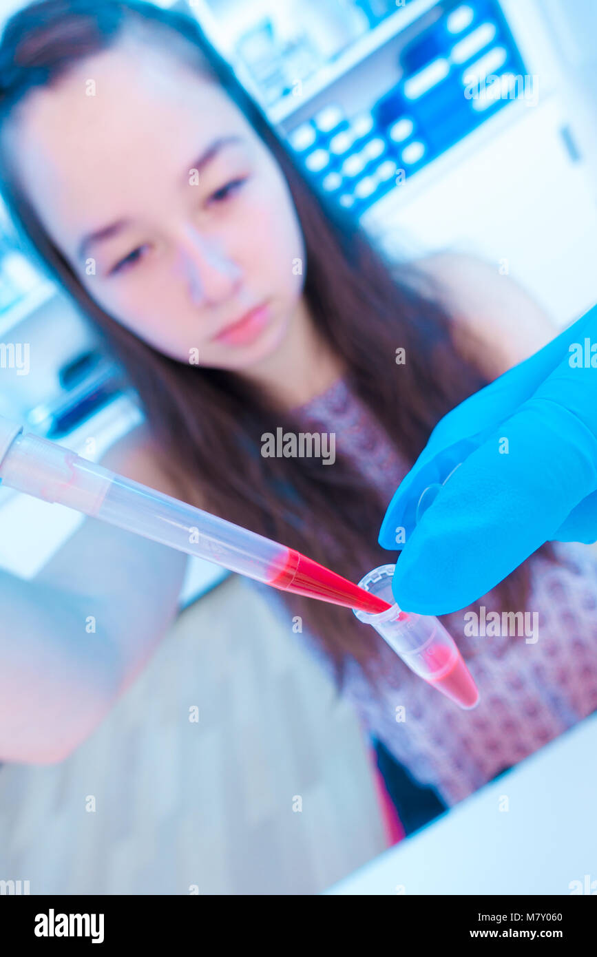 Young woman with PCR props in genetics laboratory Stock Photo - Alamy