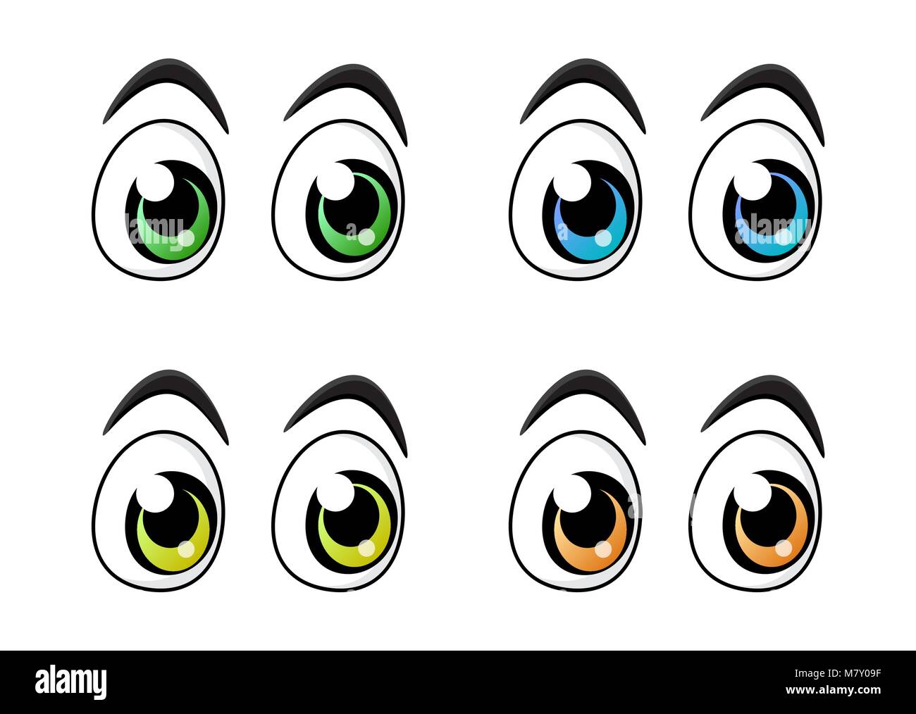 set of cartoon character eyes isolated on white background Stock Vector ...