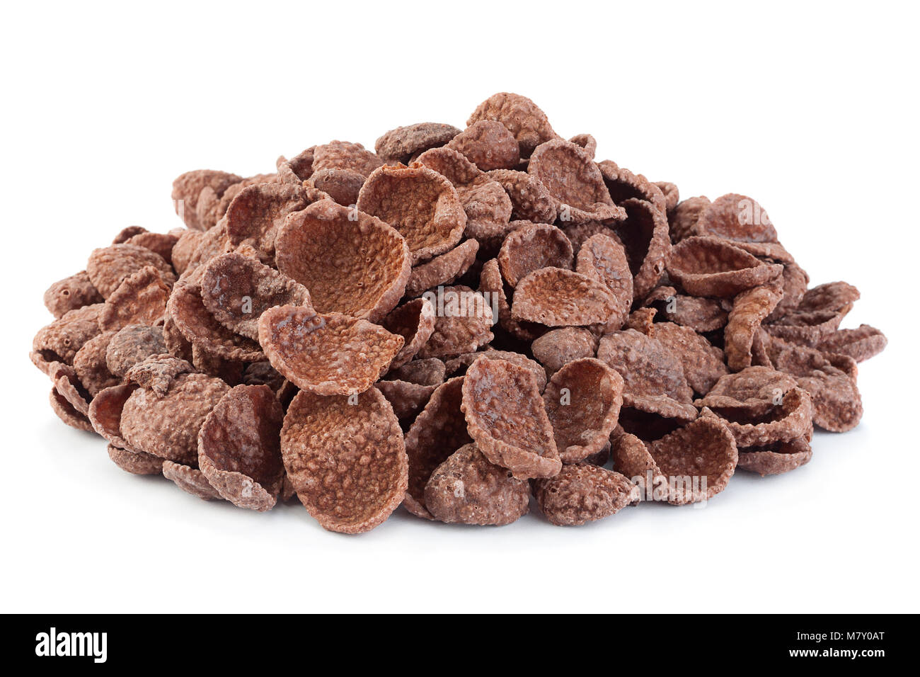 Cocoa corn flakes in sugar glazed isolated on white Stock Photo - Alamy