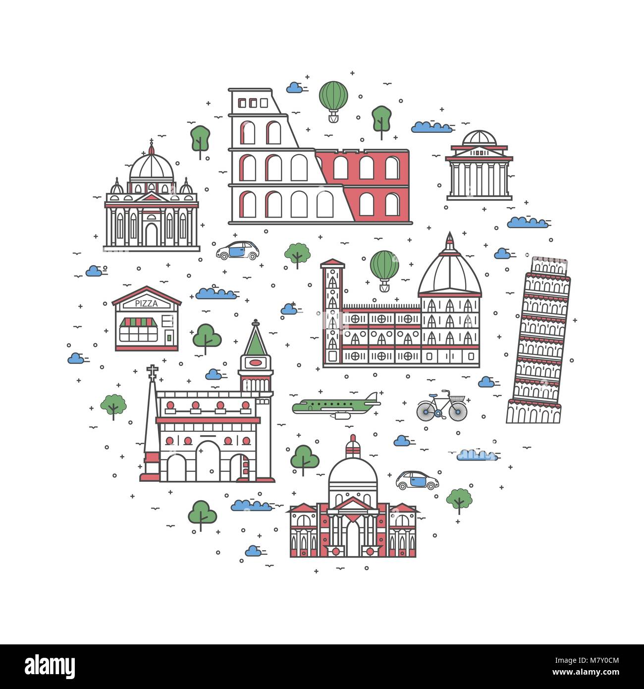 Italy travel poster in linear style Stock Vector Image & Art - Alamy