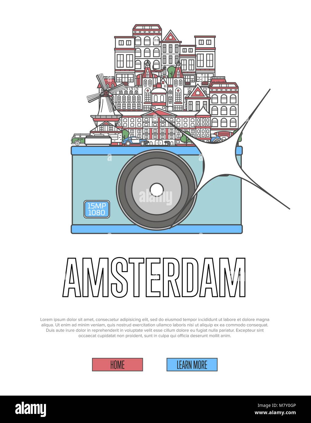 Travel Amsterdam poster with camera Stock Vector Image & Art - Alamy