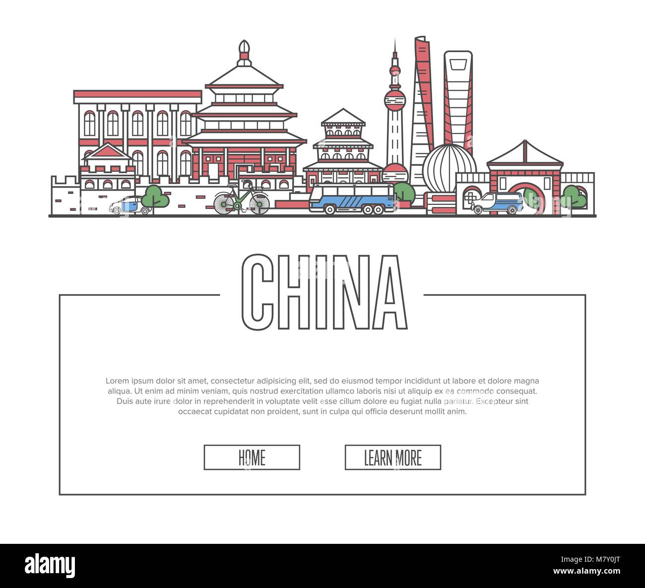 Travel China poster in linear style Stock Vector Image & Art - Alamy