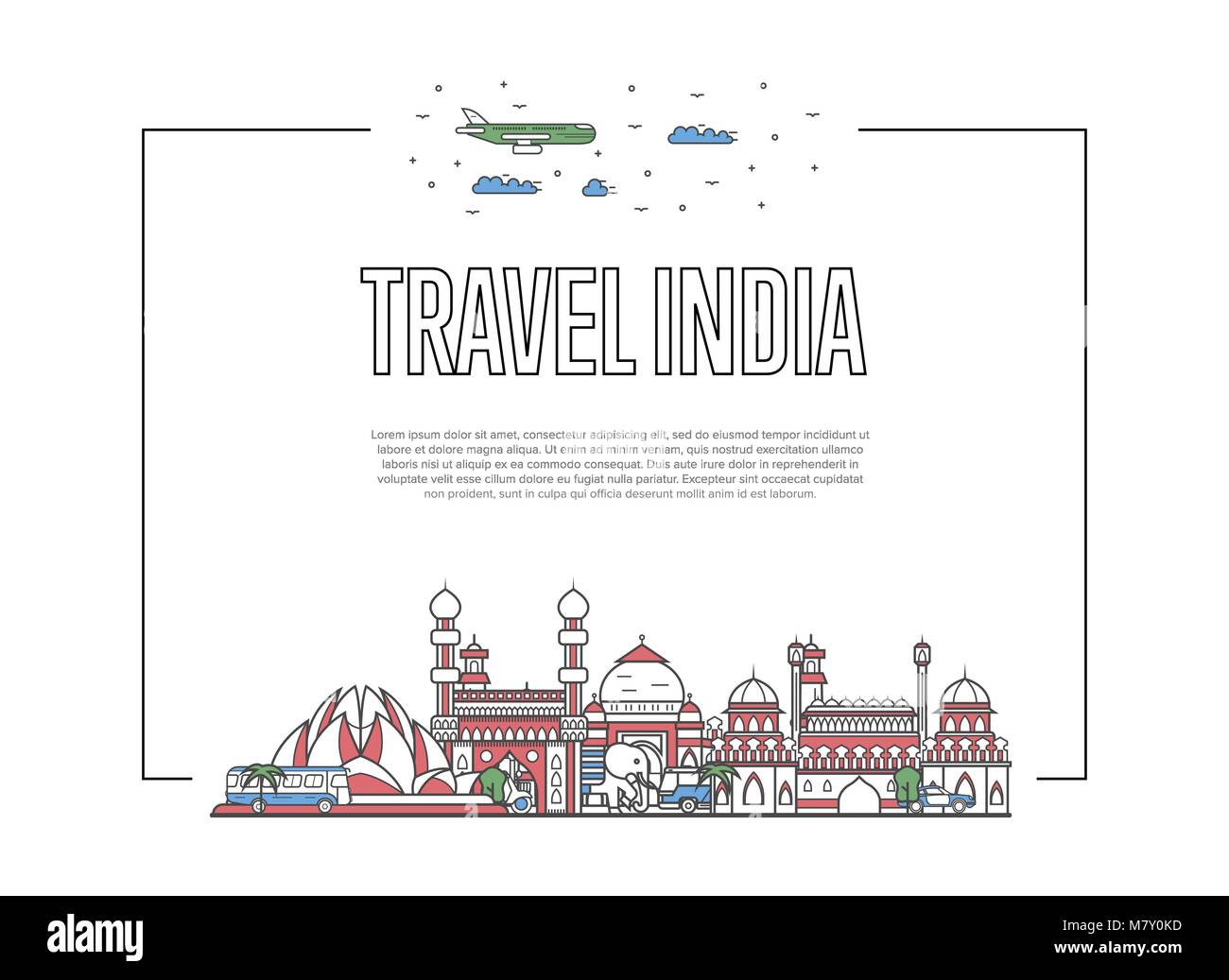 Travel India poster in linear style Stock Vector Image & Art - Alamy