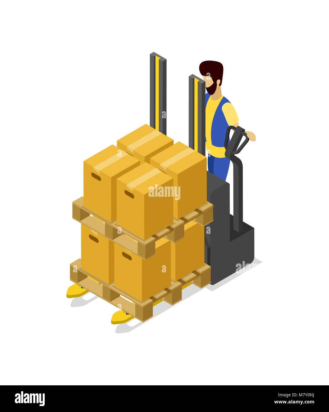 Forklift cart loading boxes isometric 3D icon Stock Vector Image & Art ...