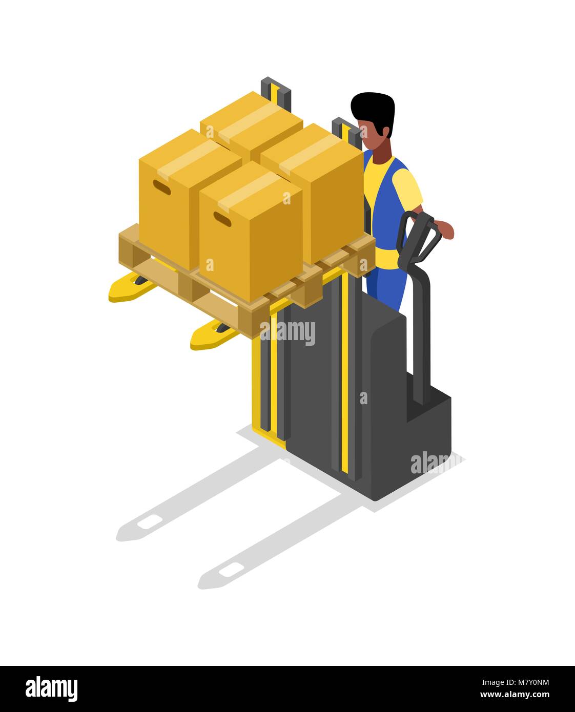 Forklift cart loading boxes isometric 3D icon Stock Vector Image & Art ...