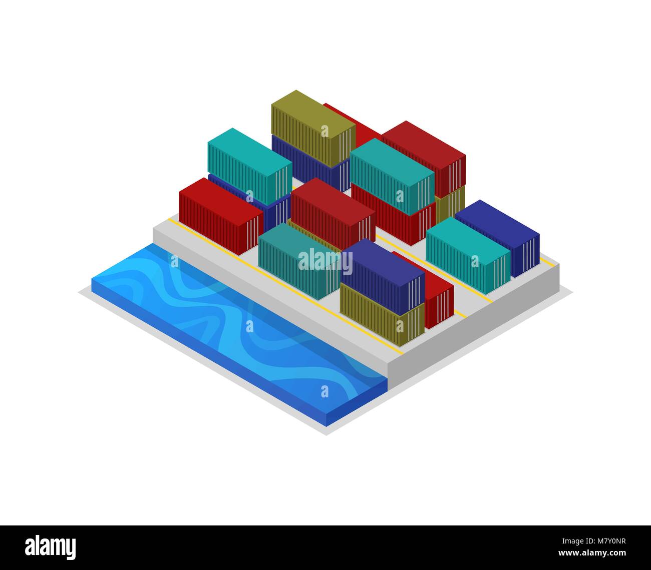 Freight containers in port isometric 3D icon Stock Vector Image & Art - Alamy