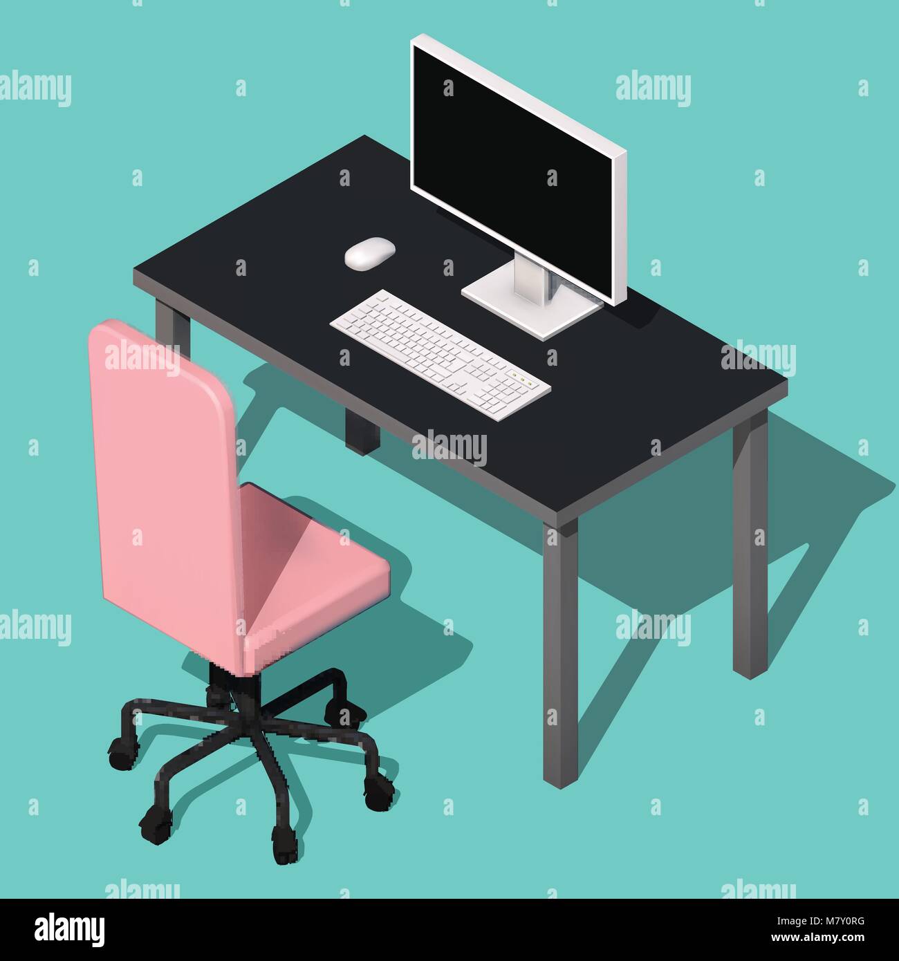 Isometric concept of workplace with computer Stock Vector Image & Art ...