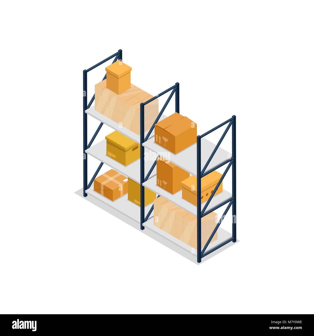 Warehouse shelves interior element isometric icon Stock Vector Image ...