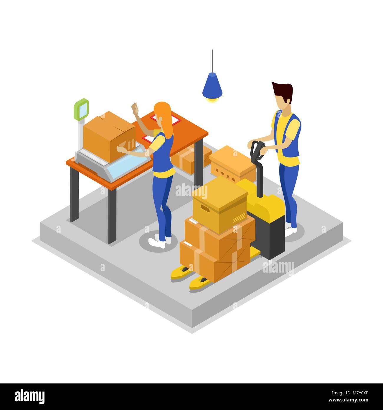 Warehouse with workers isometric 3D icon Stock Vector Image & Art - Alamy