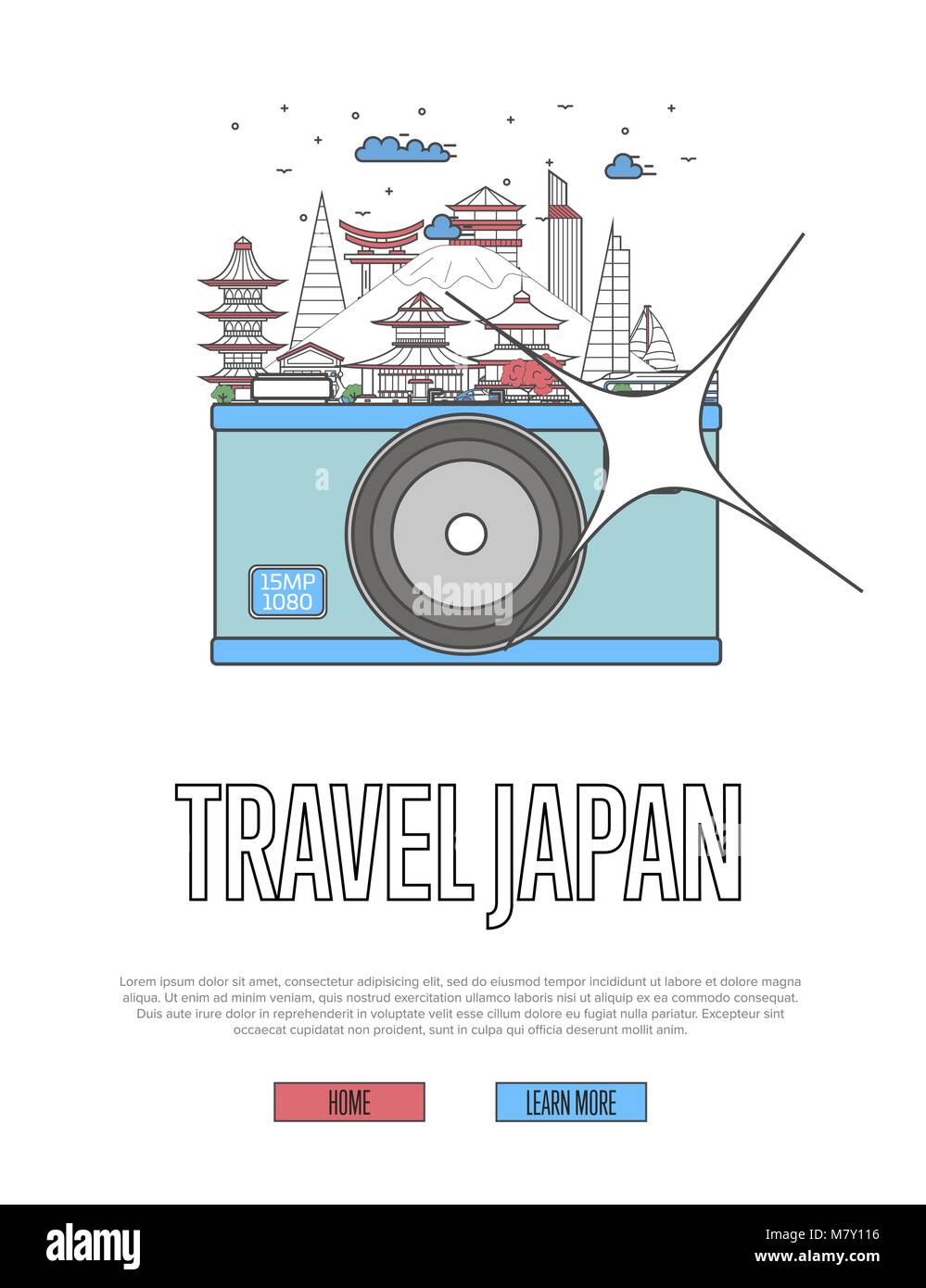 Travel Japan poster with camera Stock Vector Image & Art - Alamy