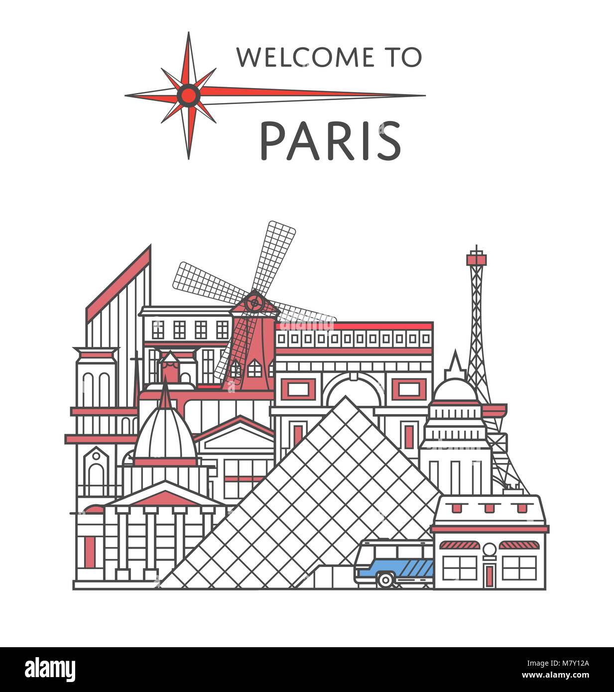 Welcome to Paris poster in linear style Stock Vector Image & Art - Alamy