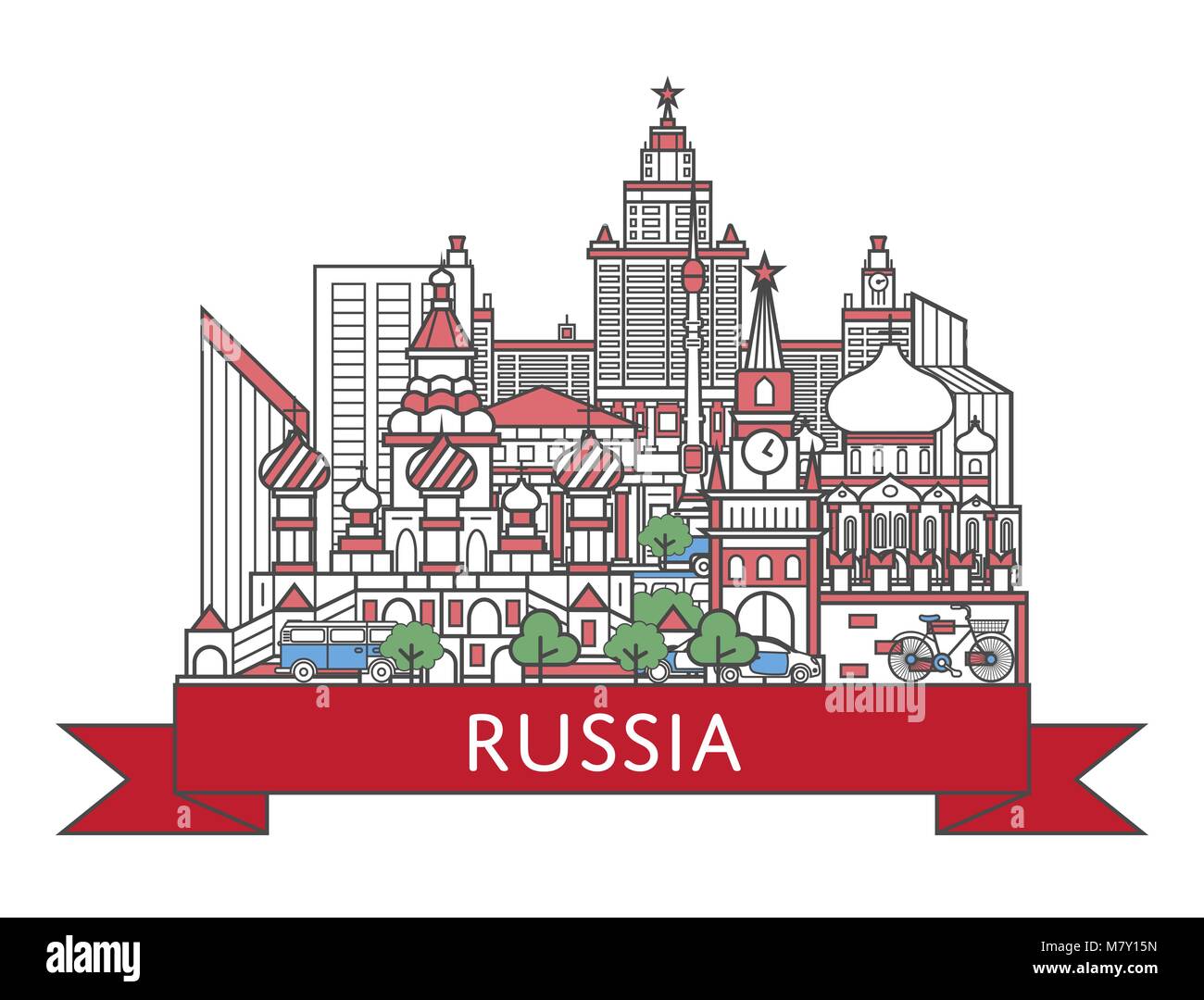 Travel Russia poster in linear style Stock Vector Image & Art - Alamy
