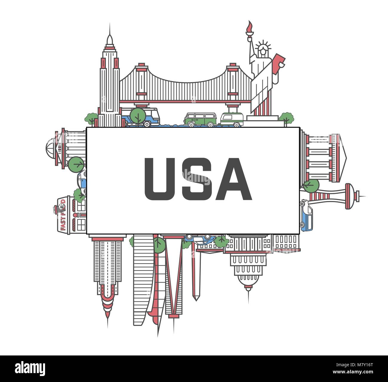 Travel USA poster in linear style Stock Vector Image & Art - Alamy