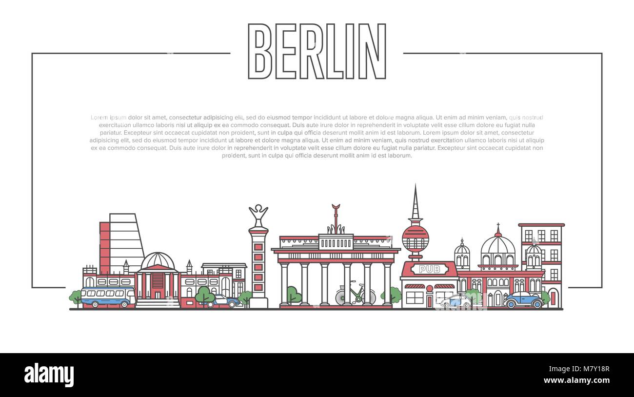Berlin landmark panorama in linear style Stock Vector Image & Art - Alamy