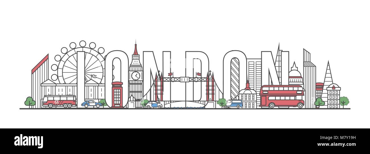 London travel lettering in linear style Stock Vector Image & Art - Alamy