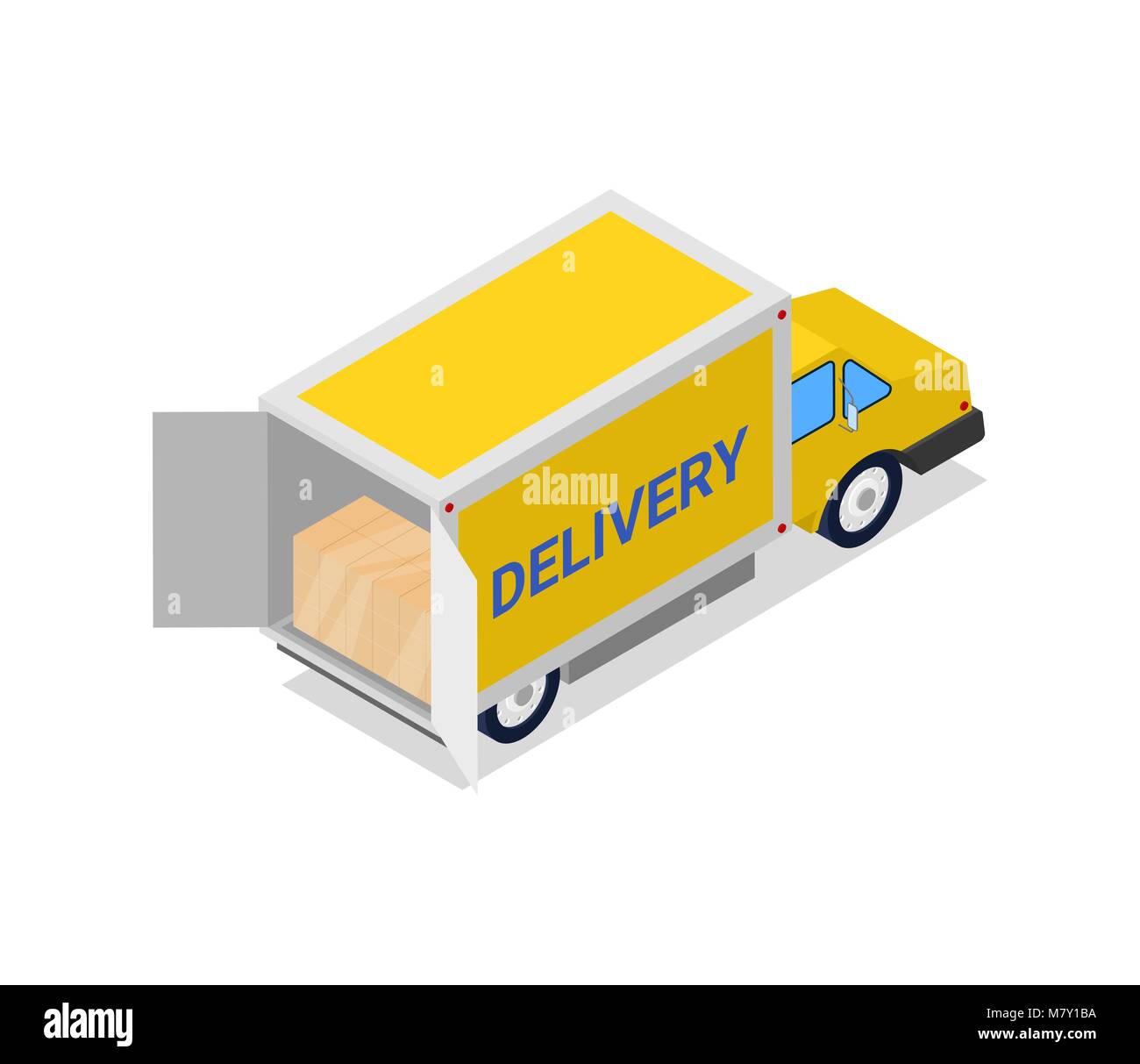 Yellow delivery truck isometric 3D icon Stock Vector Image & Art - Alamy
