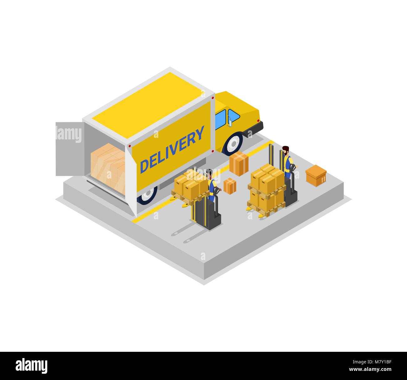 Forklift cart loading truck isometric 3D icon Stock Vector Image & Art ...