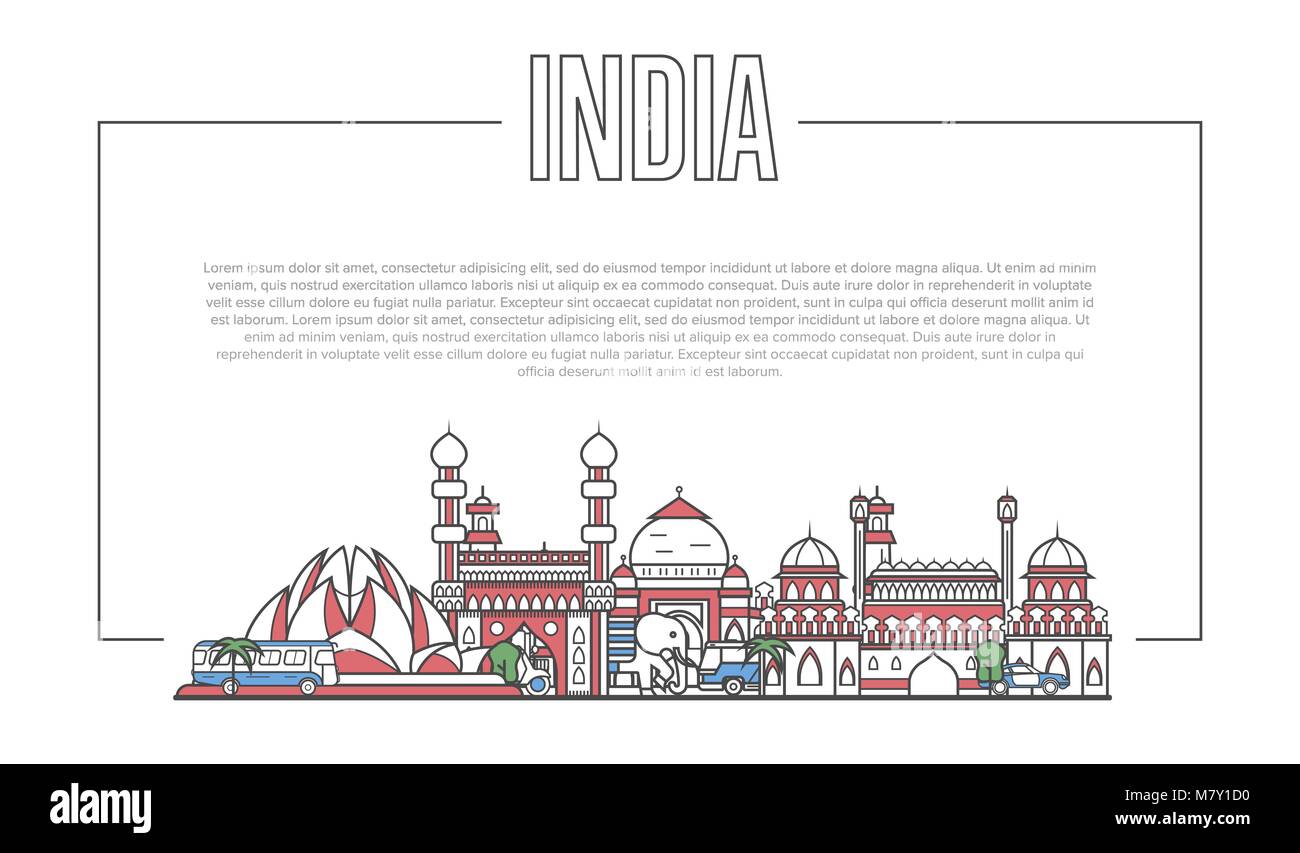 India landmark panorama in linear style Stock Vector Image & Art - Alamy