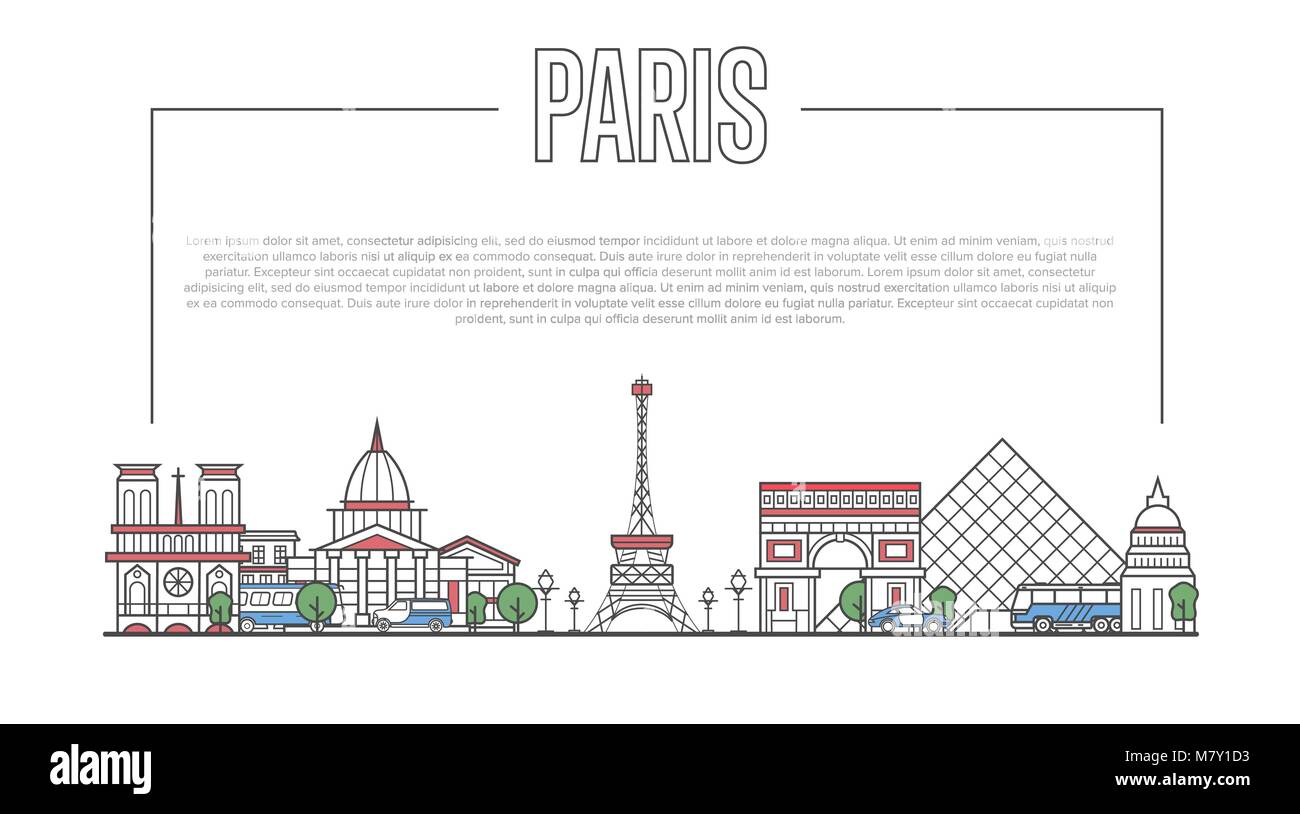Paris landmark panorama in linear style Stock Vector Image & Art - Alamy