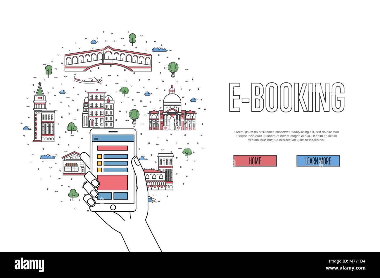 E-booking poster in linear style Stock Vector Image & Art - Alamy