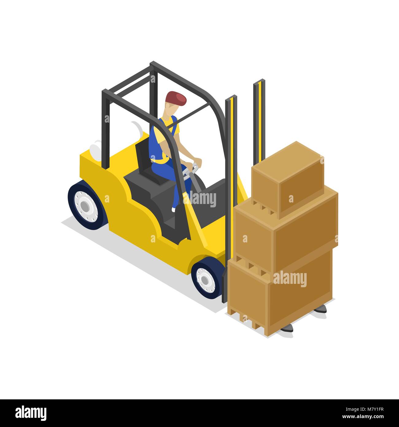 Warehouse forklift loading boxes isometric 3D icon Stock Vector Image ...
