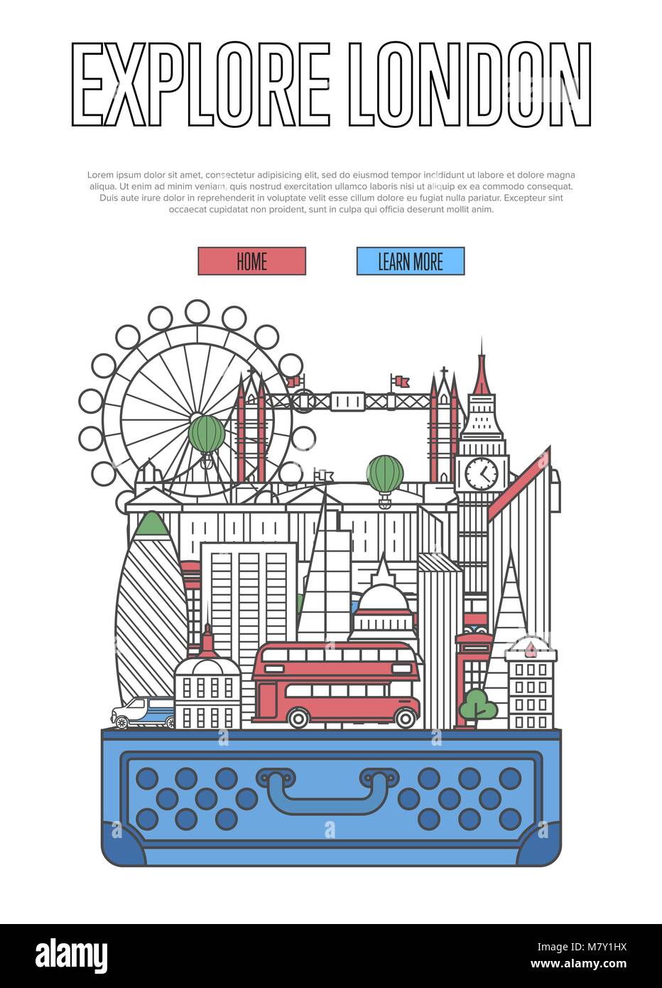 Explore London poster with open suitcase Stock Vector Image & Art - Alamy