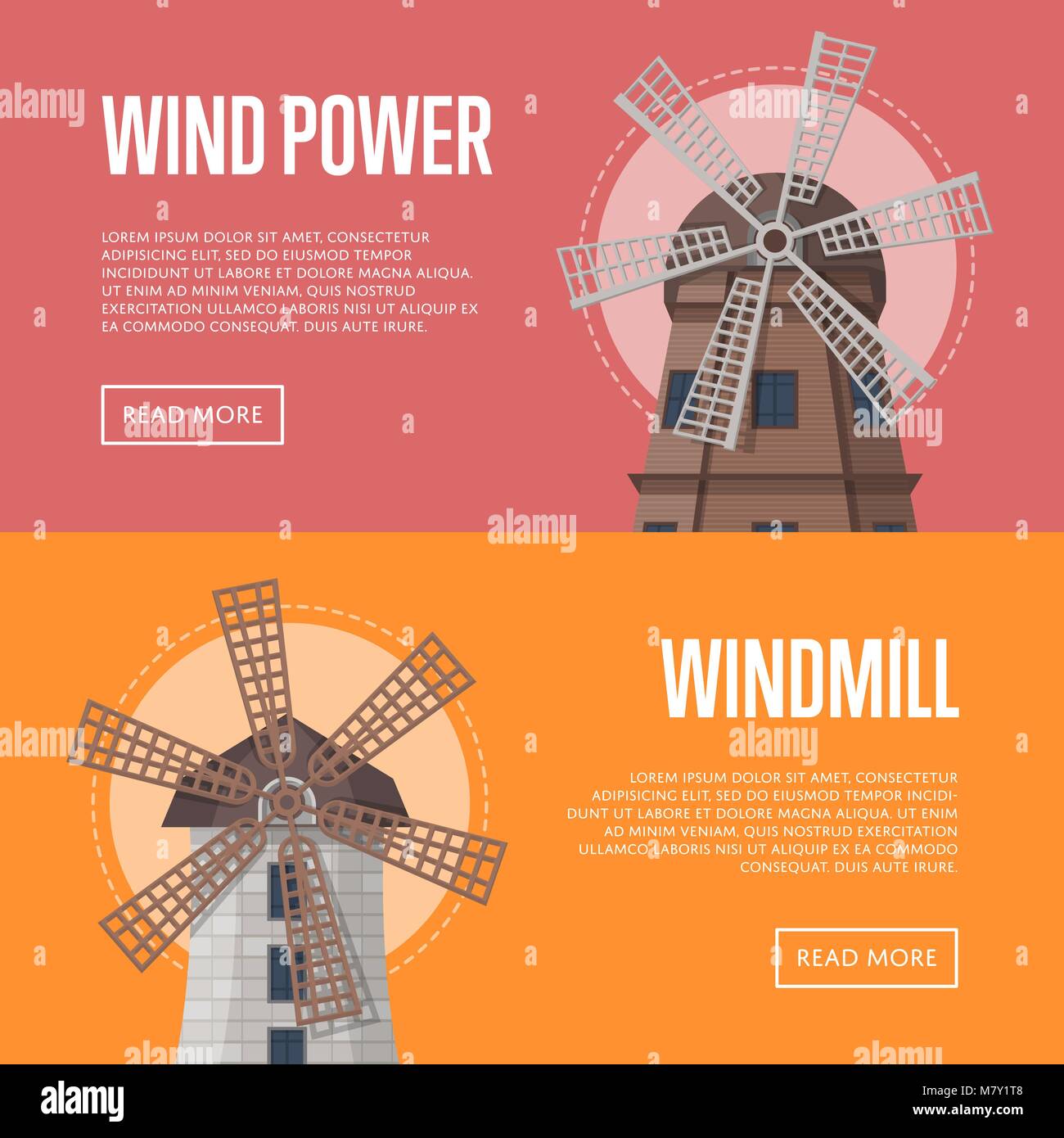 Wind power flyers with windmill buildings Stock Vector Image & Art - Alamy