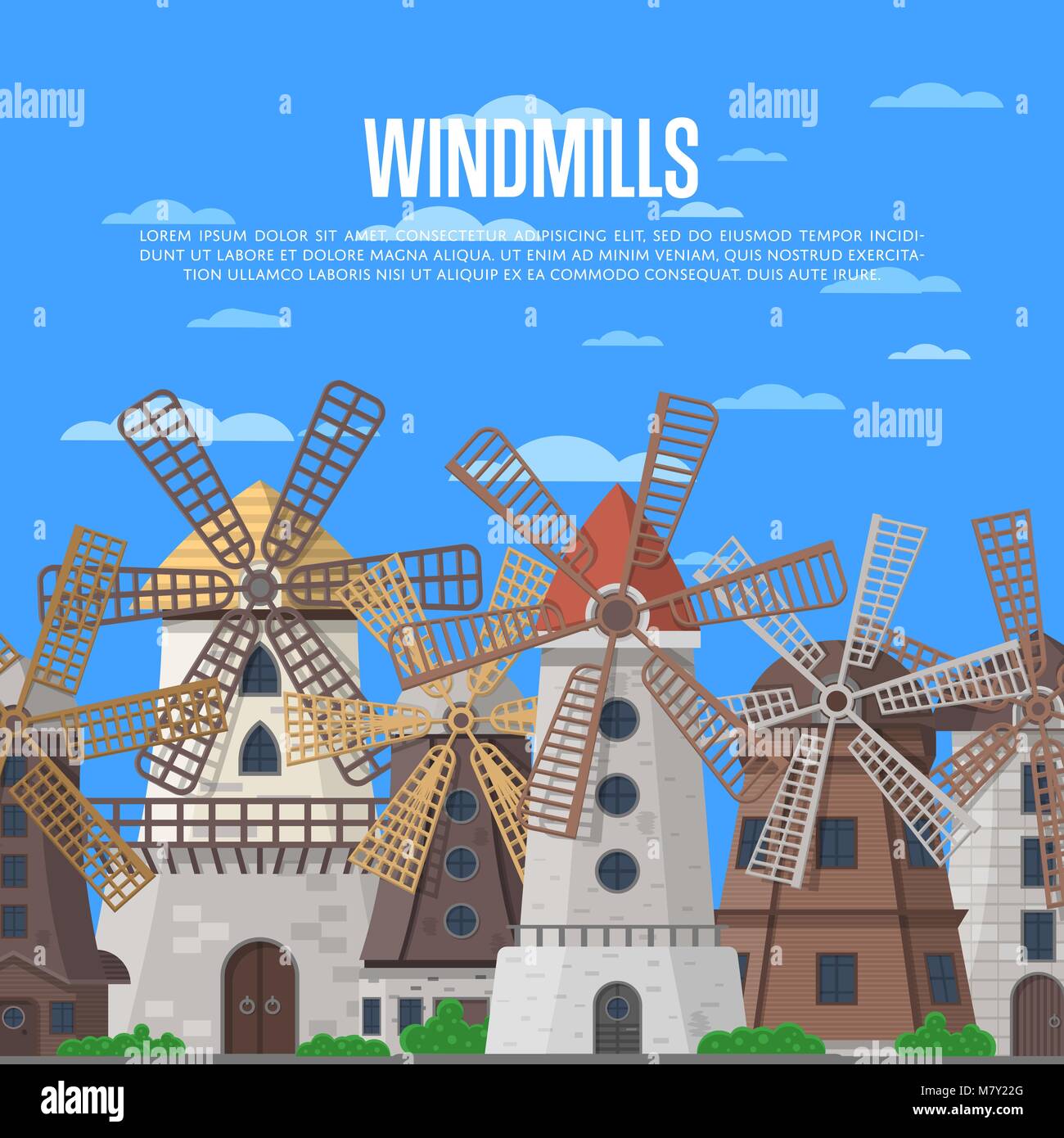 Windmills in the sky Stock Vector Images - Alamy