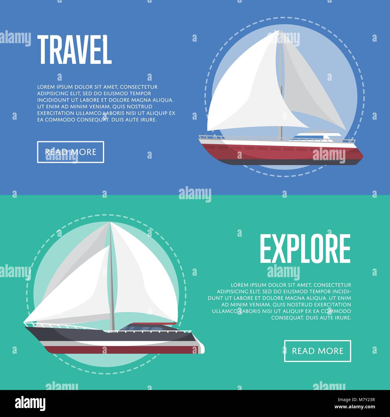 Nautical travel flyers with sailboats Stock Vector Image & Art - Alamy