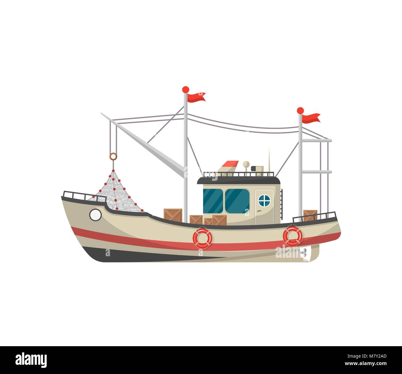 Fishing boat trawler net Cut Out Stock Images & Pictures - Alamy