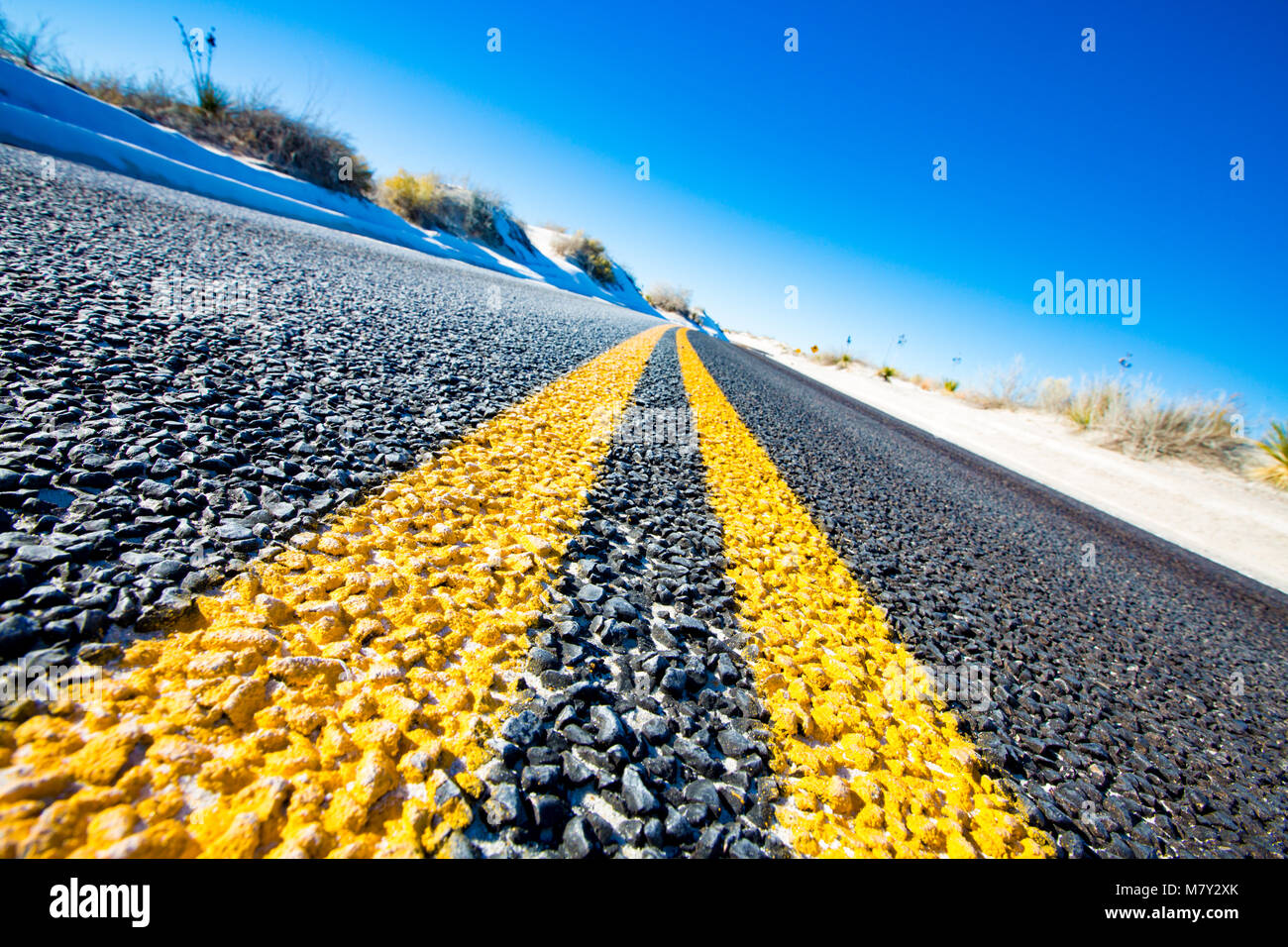 Yellow line on road stripes hi-res stock photography and images - Alamy