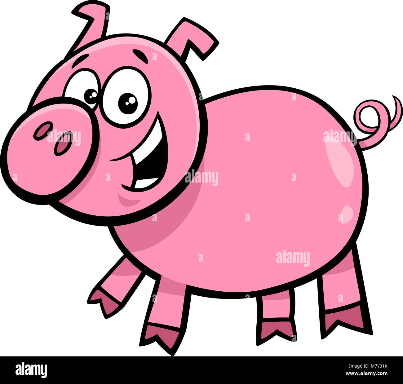 Cartoon Illustration of Funny Pig or Piglet Farm Animal Character Stock ...