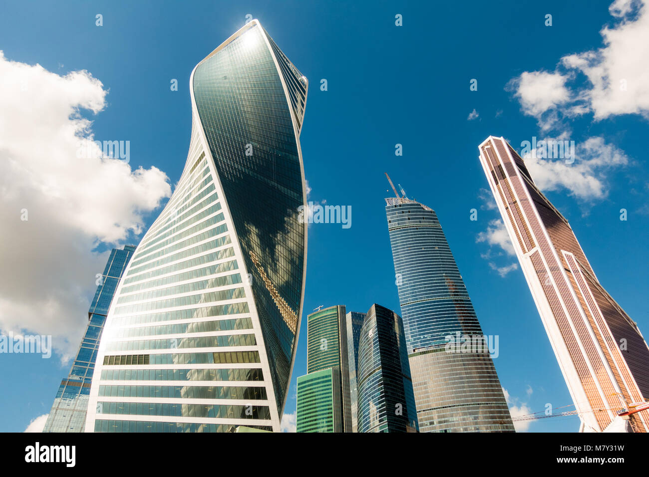 Moscow - August 06, 2015: Architecture of skyscrapers in Moscow City ...