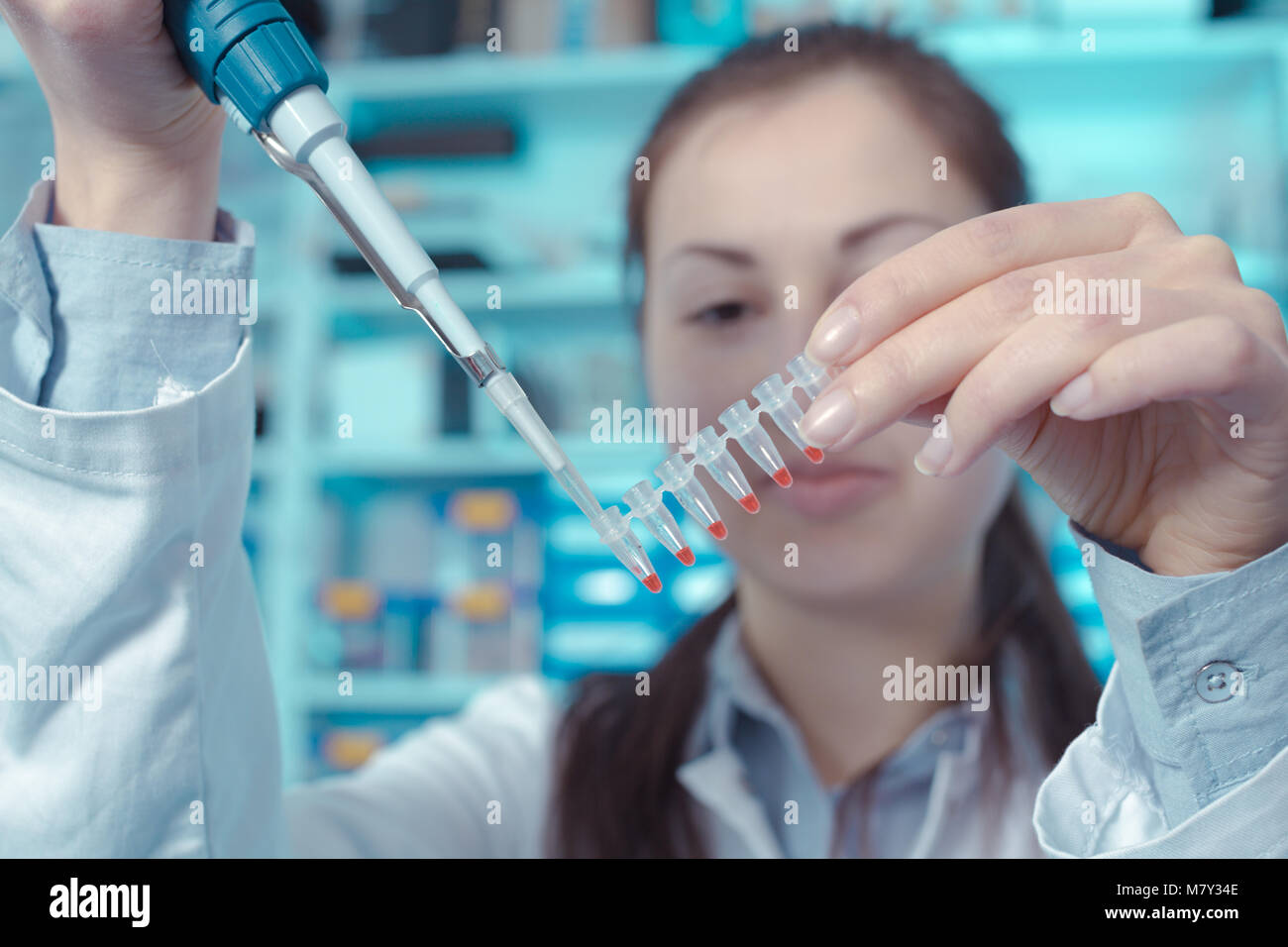 The girl in The laboratory of genetics - reprogenetics Stock Photo - Alamy