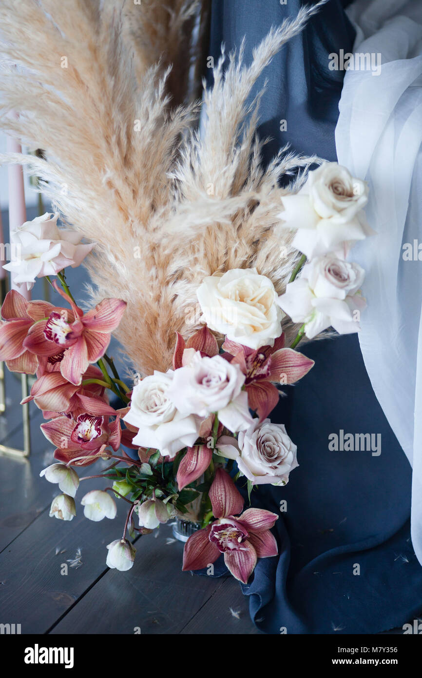 Table setting with lots of beautiful decoration Stock Photo - Alamy