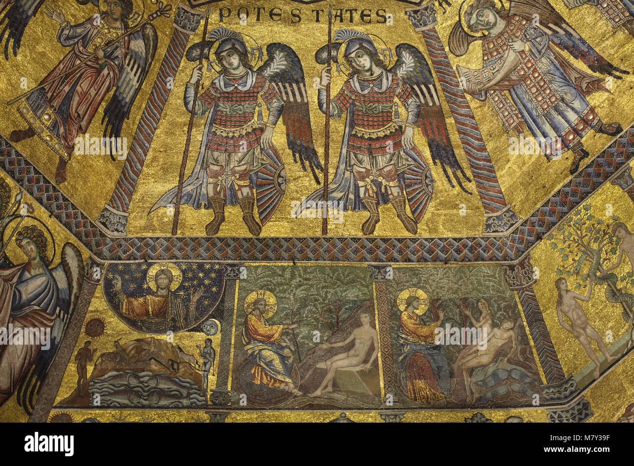 Choirs of Angels and scenes from the Book of Genesis depicted in the ...