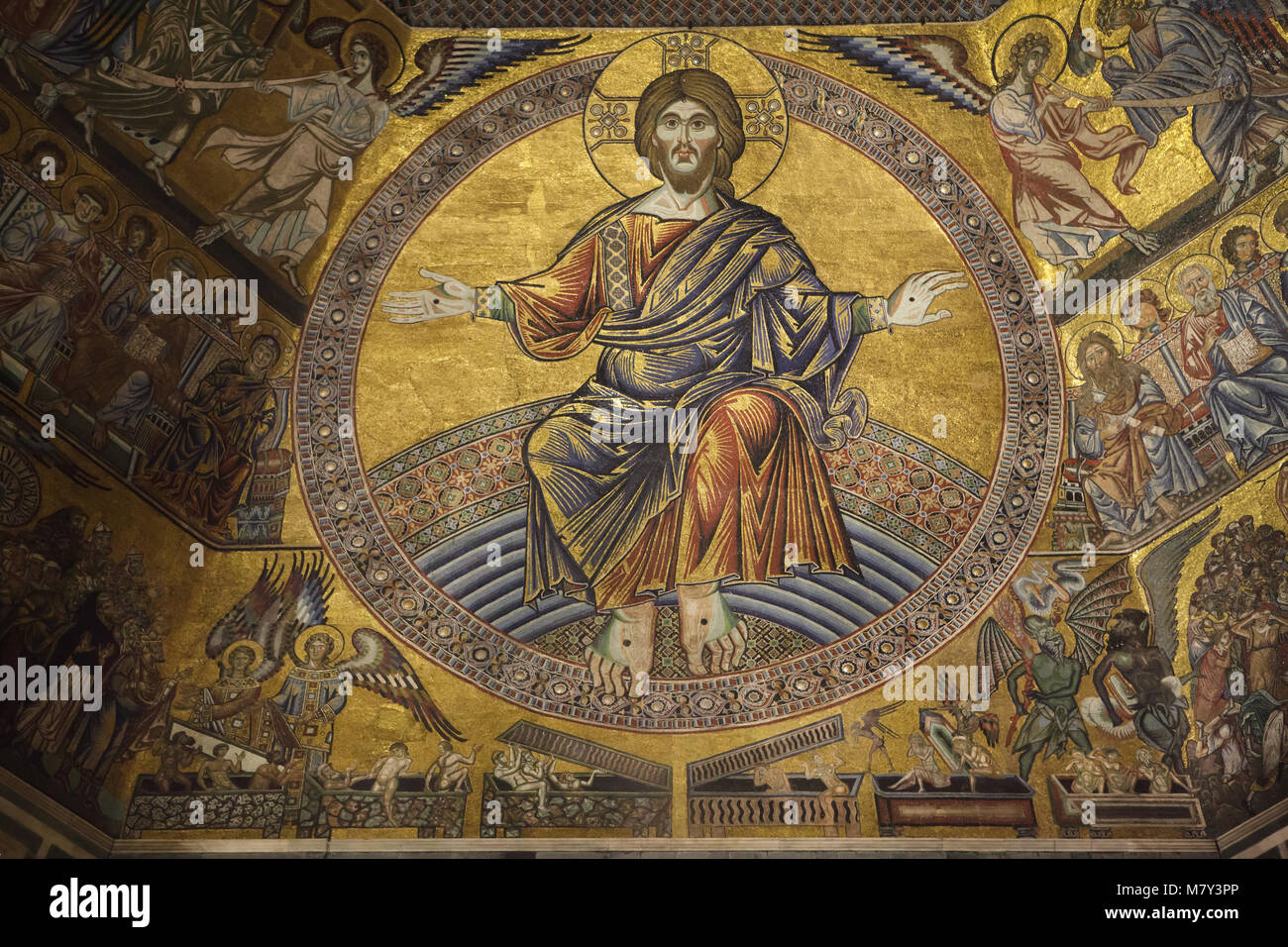 Last Judgement depicted in the medieval mosaics from the 13th century ...