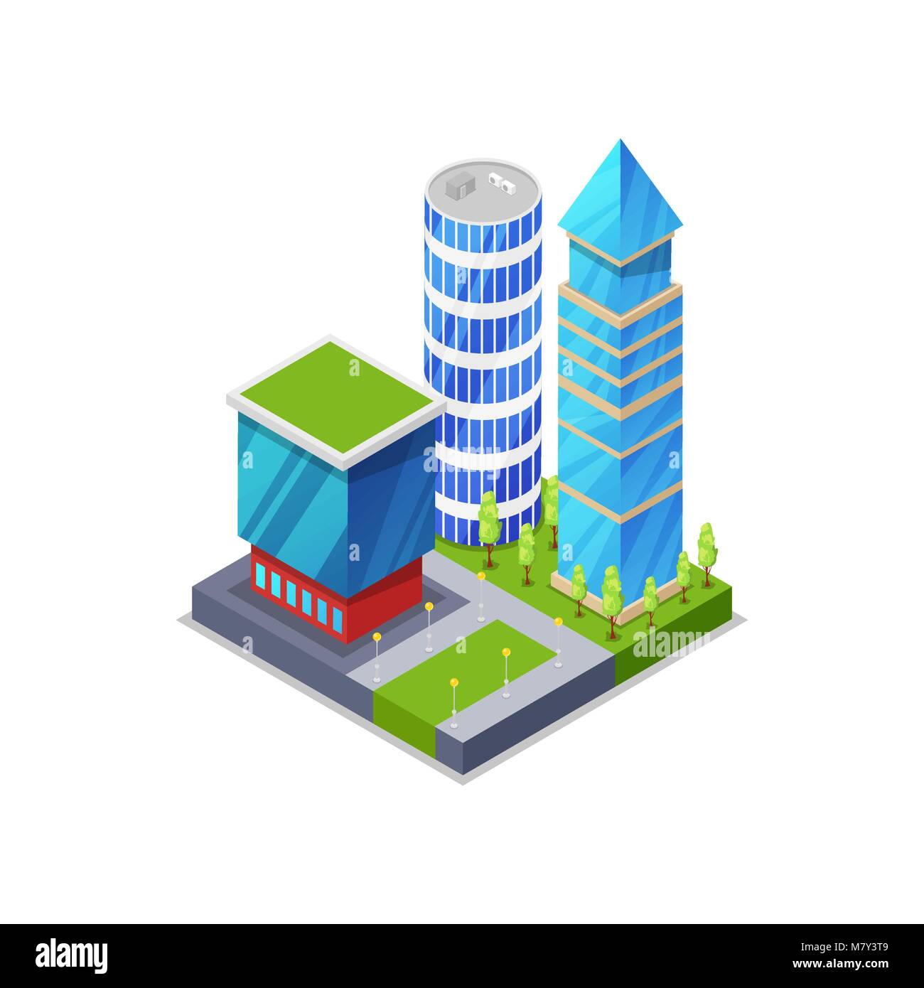 Urban street with houses isometric 3D icon Stock Vector Image & Art - Alamy