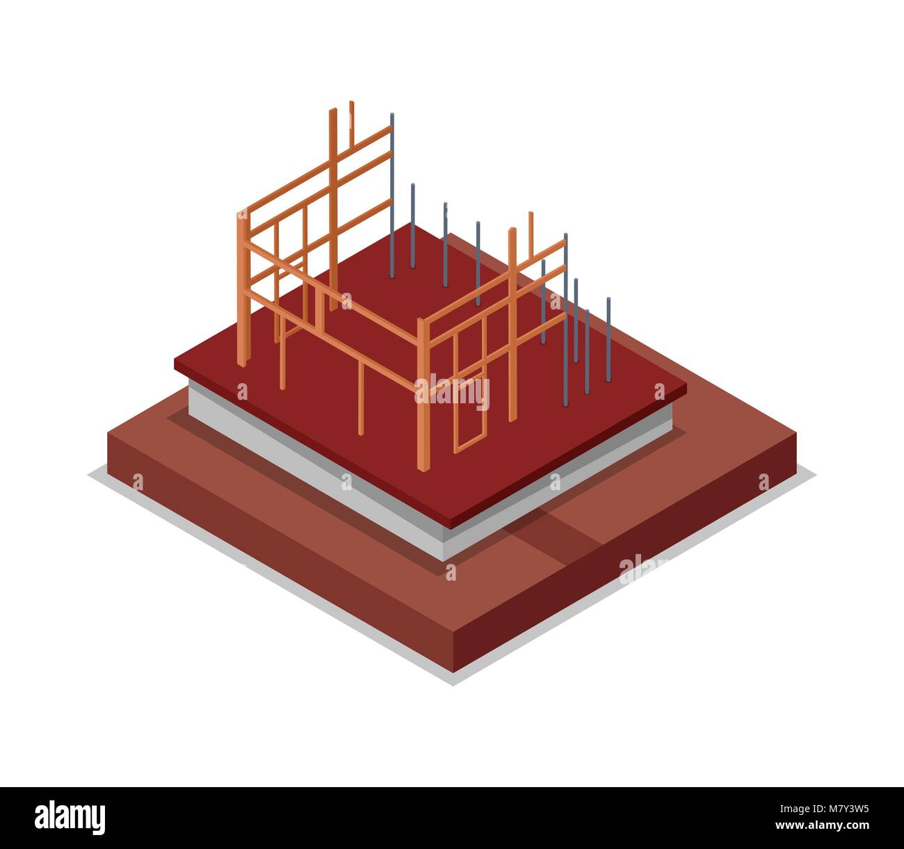 Construction structure of walls isometric 3D icon Stock Vector Image ...