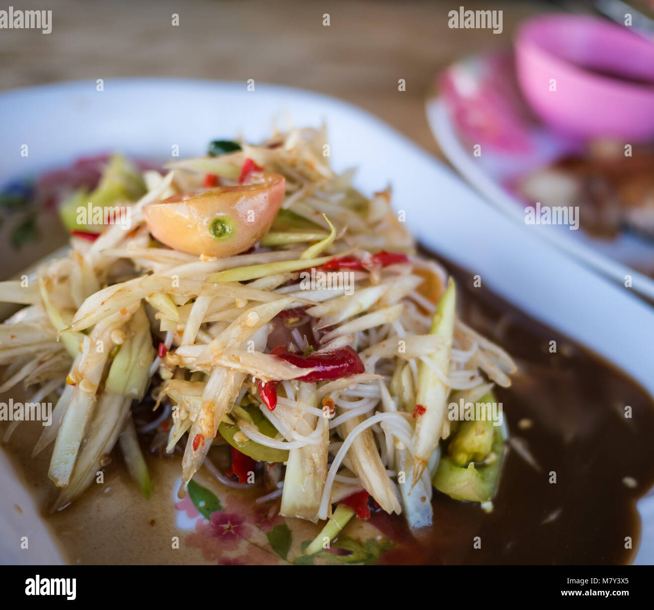 " SOM TAM " Thai speak, Green papaya salad Thai cuisine spicy delicious ...
