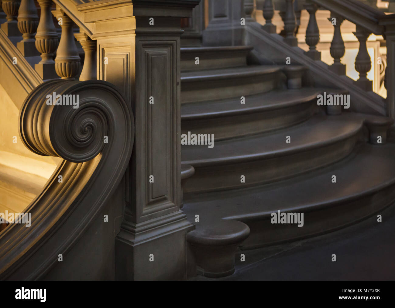 Main staircase in the Laurentian Library (Biblioteca Medicea ...