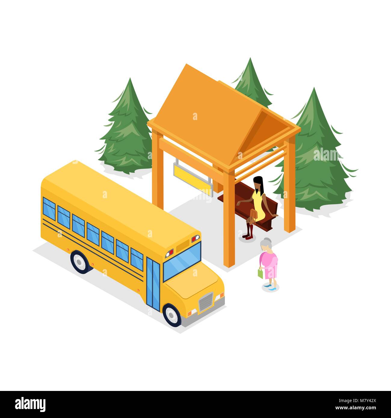 Bus stop countryside Stock Vector Images - Alamy