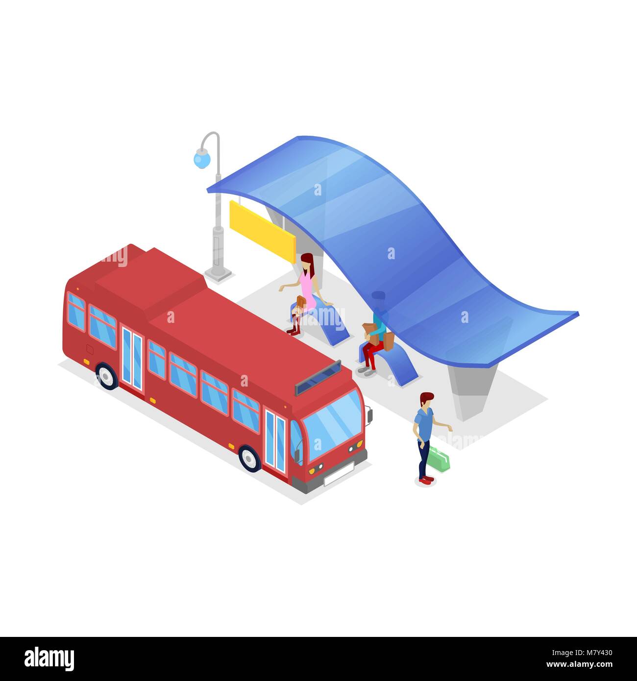 Downtown bus stop isometric 3D icon Stock Vector Image & Art - Alamy