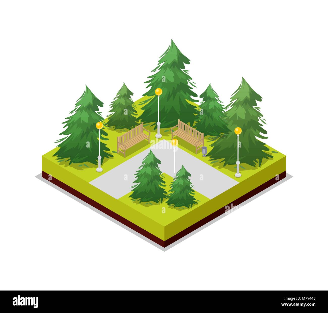 Green lawn decorative trees Stock Vector Images - Alamy