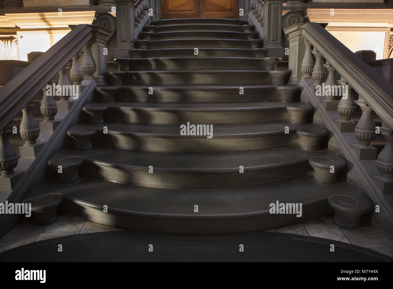 Main staircase in the Laurentian Library (Biblioteca Medicea ...