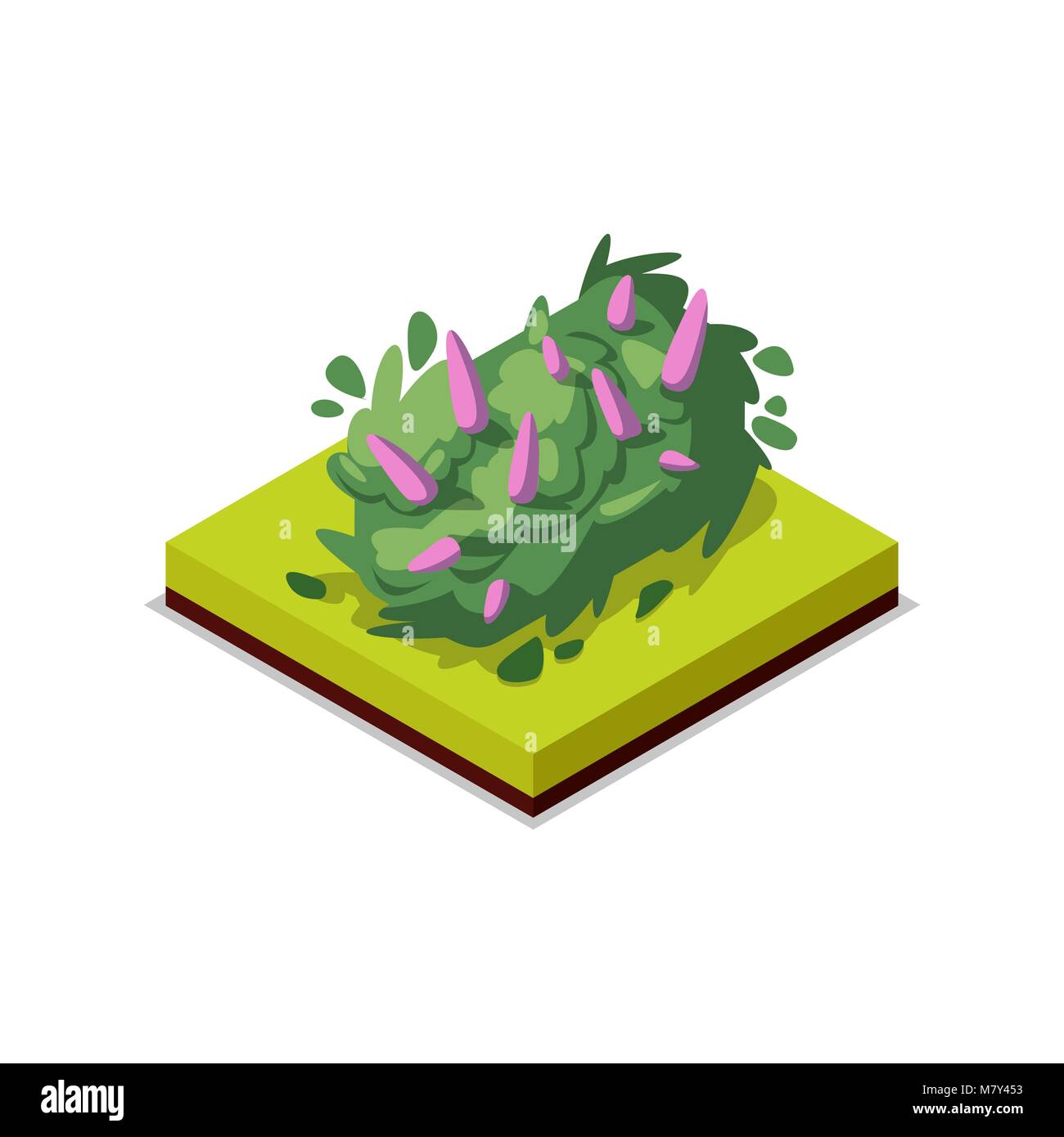 Green bush with flowers isometric 3D icon Stock Vector Image & Art - Alamy