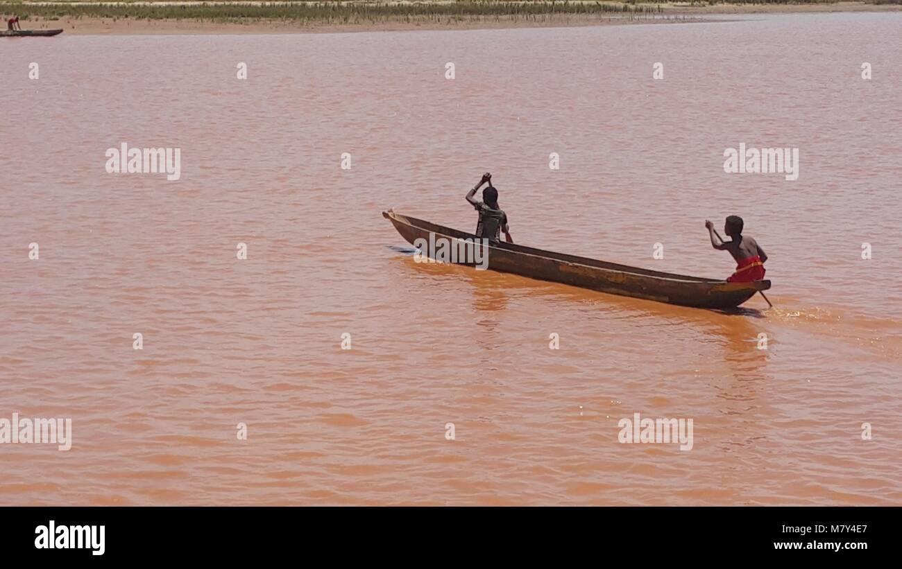 Pirogue, dugout, canoe on Tsiribihina river, Madagascar Stock Photo - Alamy